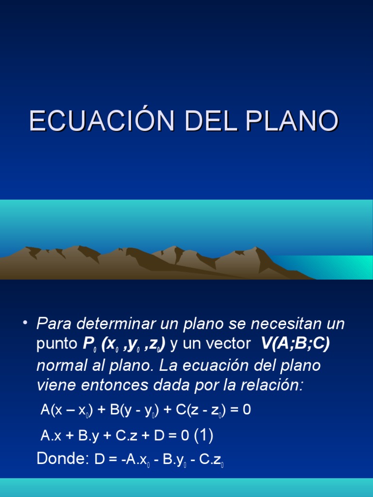 Ecuación Del Plano | PDF | Línea (geometría) | Geometria plana)