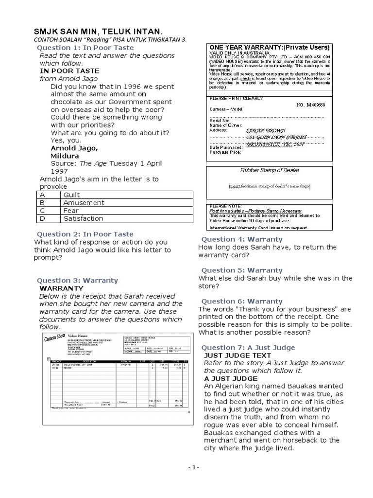 PISA Reading Sample for Form 3 | PDF | Beehive | Bees