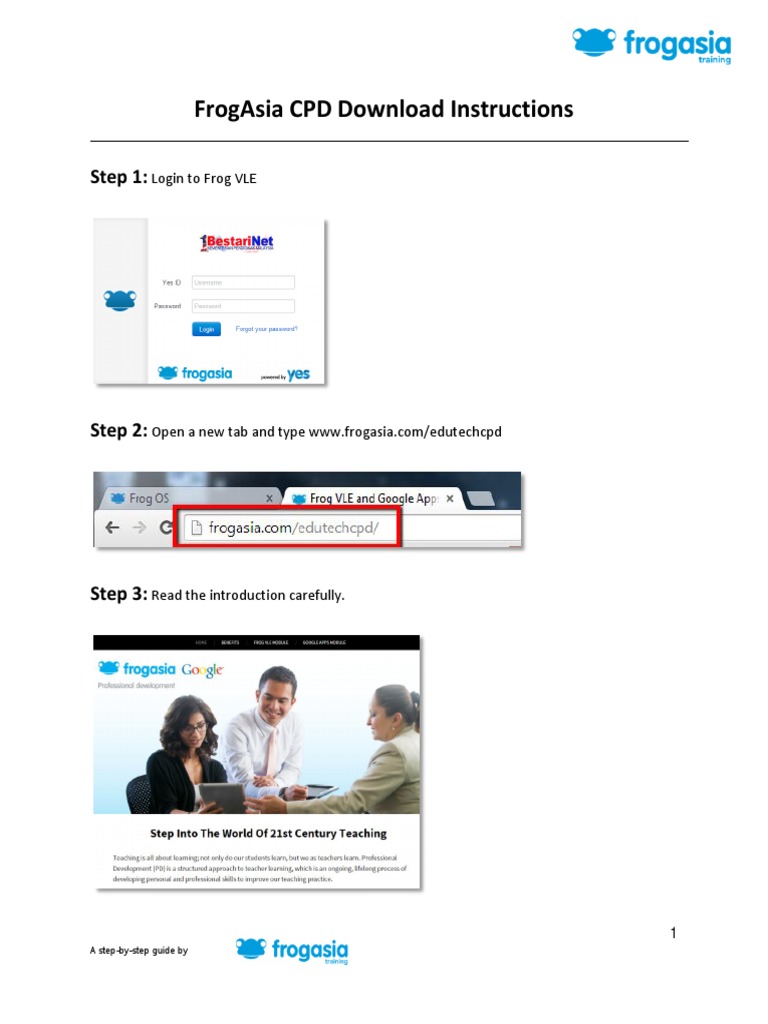 Frogasia CPD Download Instructions: Step 1 | PDF
