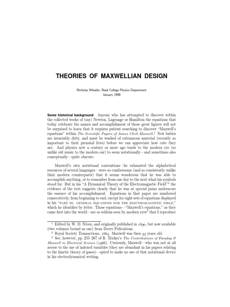 Theories of Maxwellian Design: Some Historical Background | PDF | James ...