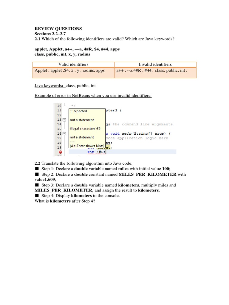 Chapter2 Review Questions Pdf Integer Computer Science C Programming Language