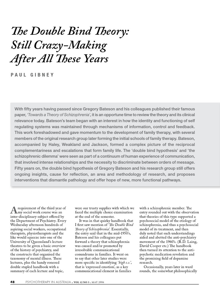 The Double Bind Theory | PDF