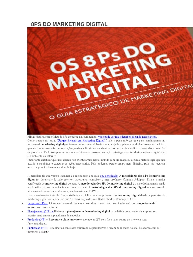 8PS DO MARKETING DIGITAL.docx | Marketing Digital | Marketing