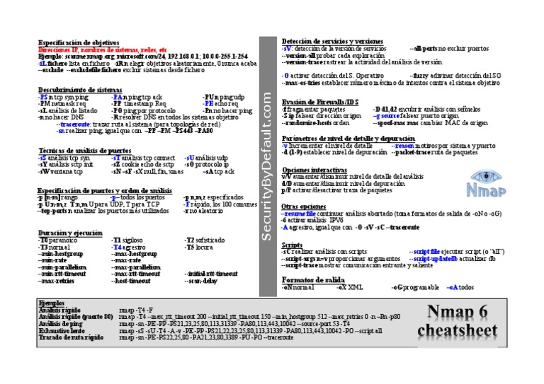 Nmap6 Cheatsheet Esp v1 PDF | PDF