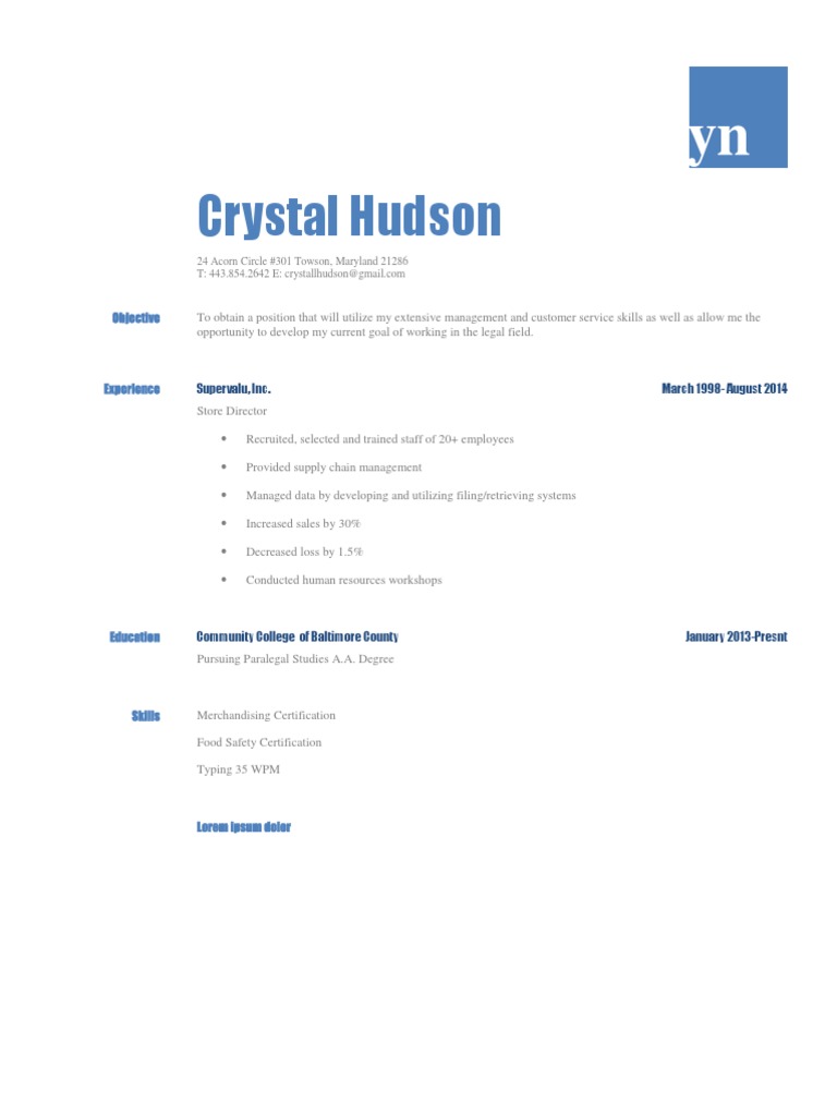 Crystal Hudson Resume | PDF