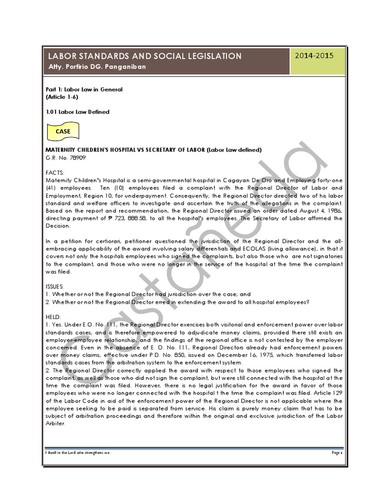 Notes in Labor Law 1 | PDF | Employment | Trade Union