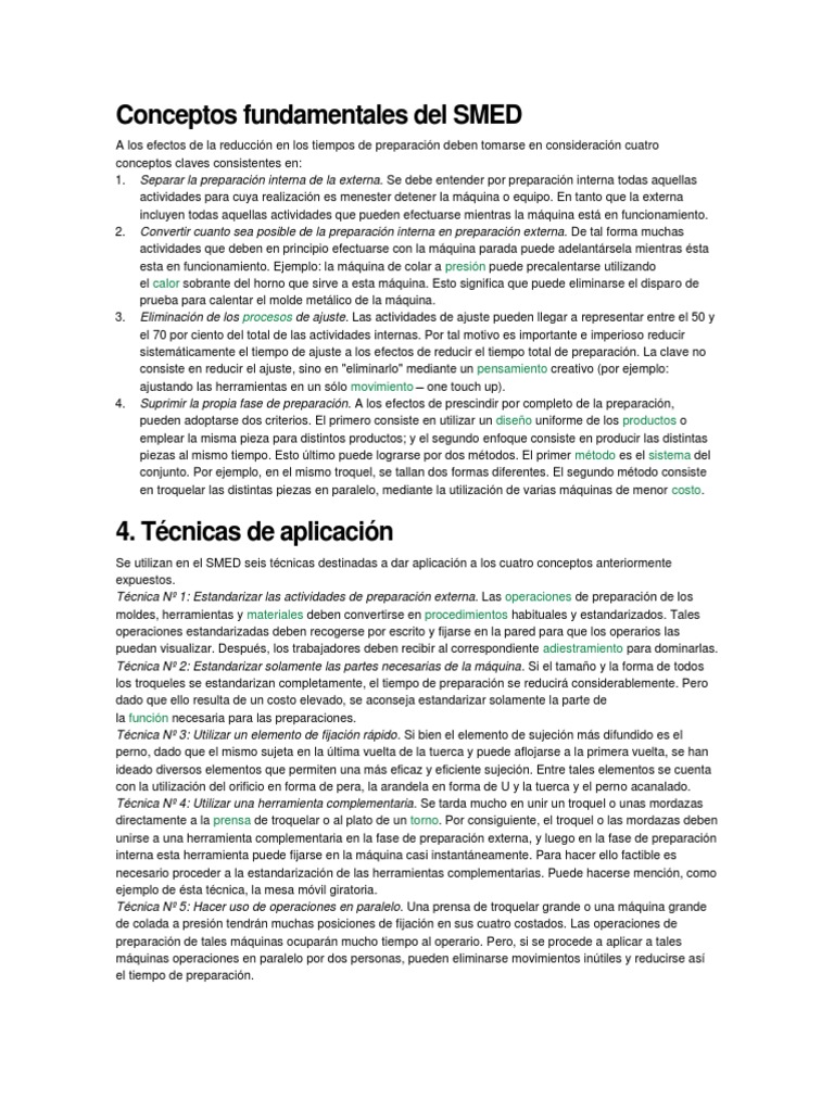 Conceptos Fundamentales Del SMED | PDF | Herramientas | Science