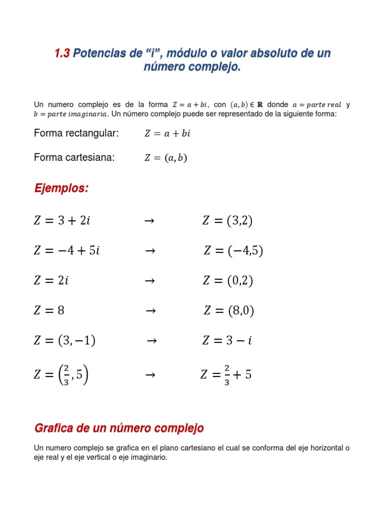 Módulo de Números Complejos | PDF | Métodos y materiales de enseñanza