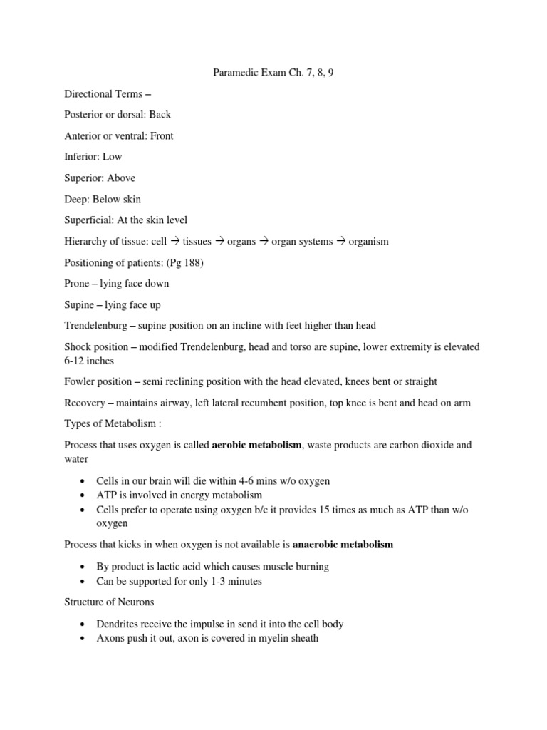 Paramedic Exam CH 6, 7, 8 | PDF