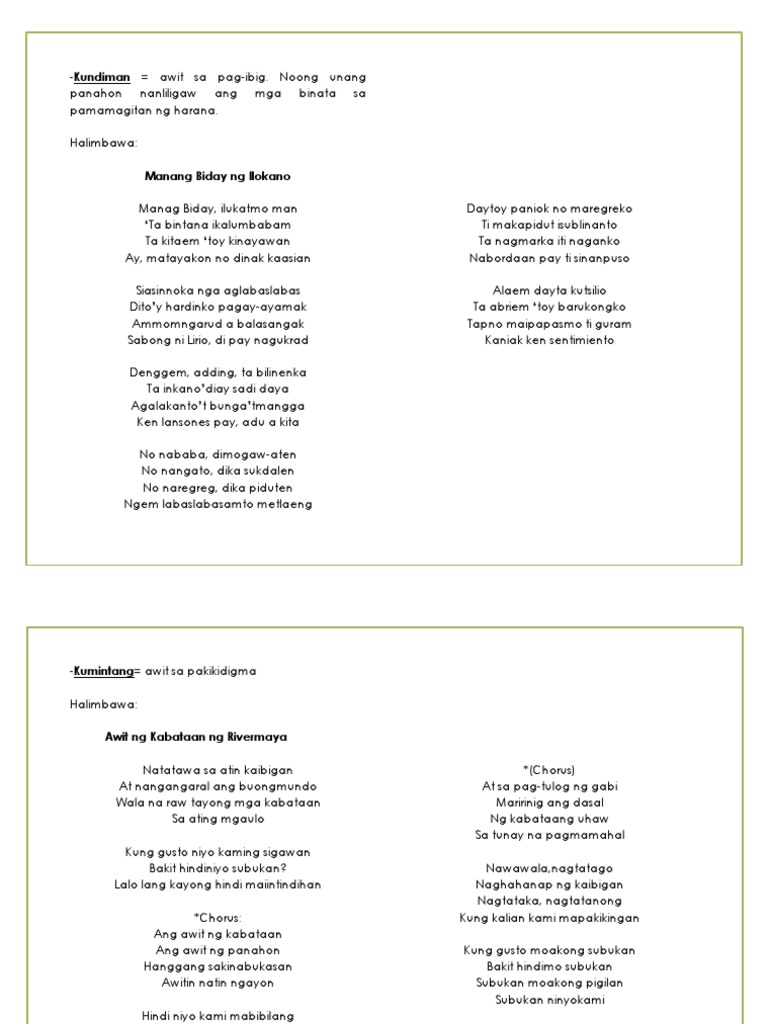 Mga Awiting Bayan | PDF