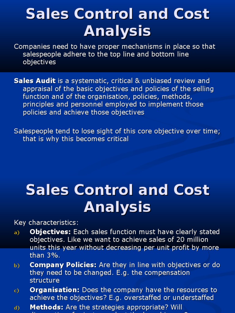 Sales Control and Cost Analysis | PDF | Sales | Audit