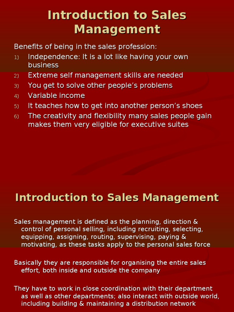 Introduction To Sales Management | PDF | Sales | Negotiation