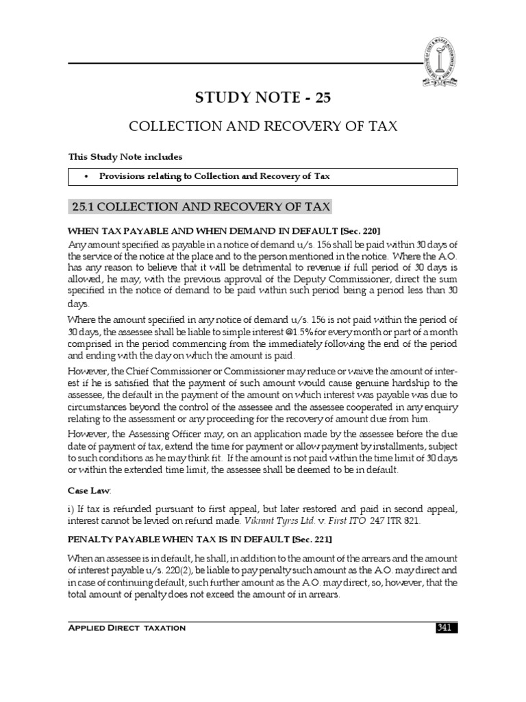 Collection and Recovery of Tax | PDF | Direct Tax | Taxes