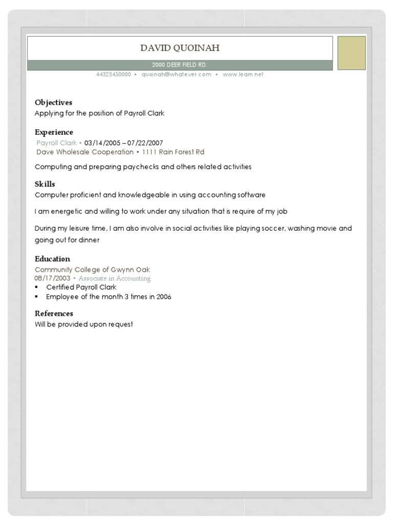 Quoinah David Resume | PDF