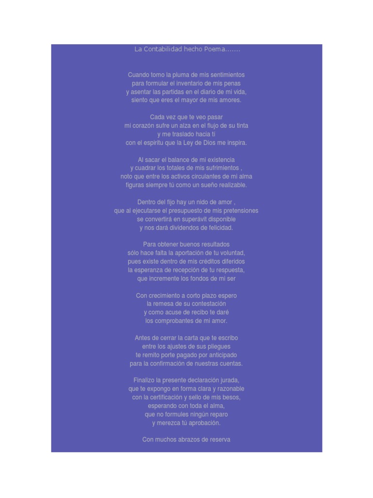 La Contabilidad Hecho Poema | PDF