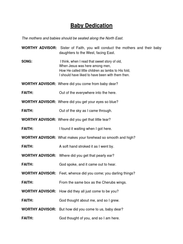 Ceremony - Baby Dedication PDF | PDF | Prayer | Religious Belief And Doctrine