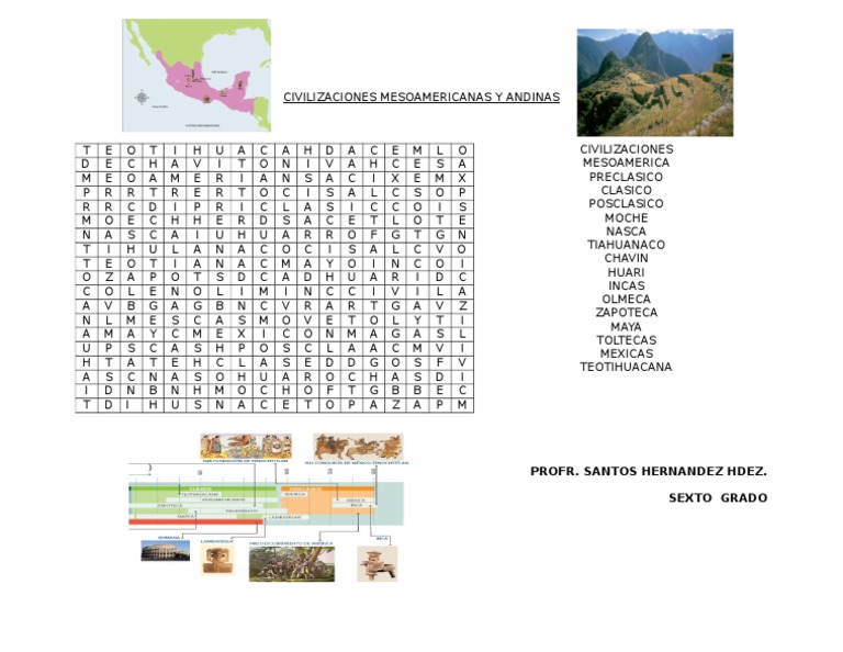 Sopa de Letras: Civilizaciones Mesoamericanas | PDF | Mesoamérica ...