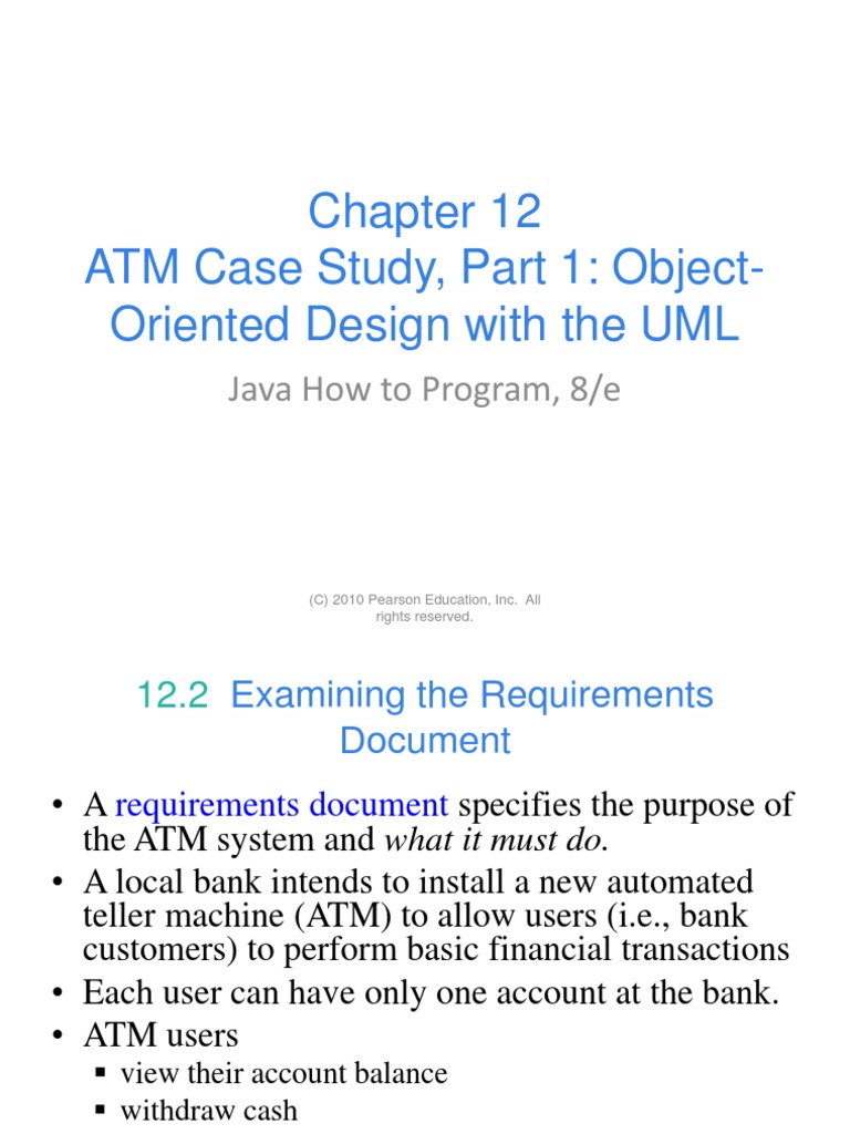 ATM Case Study, Part 1: Object-Oriented Design With The UML | PDF ...