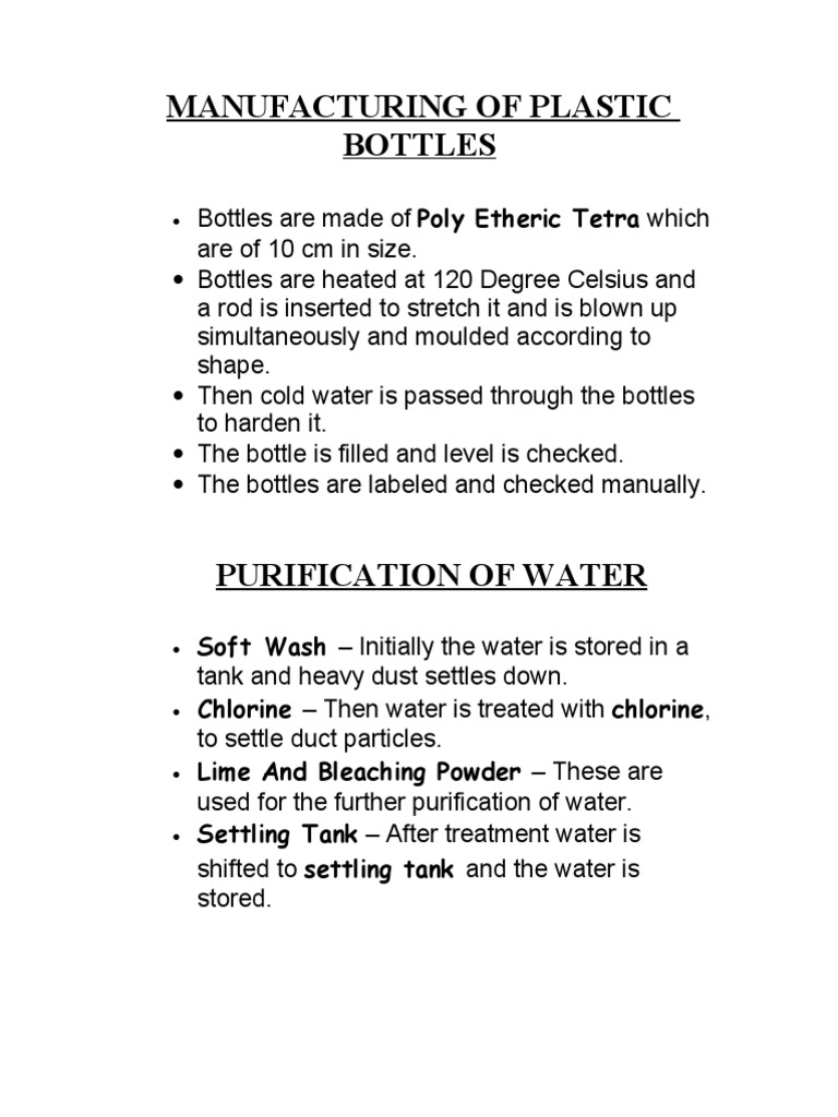 Manufacturing of Plastic Bottles | PDF