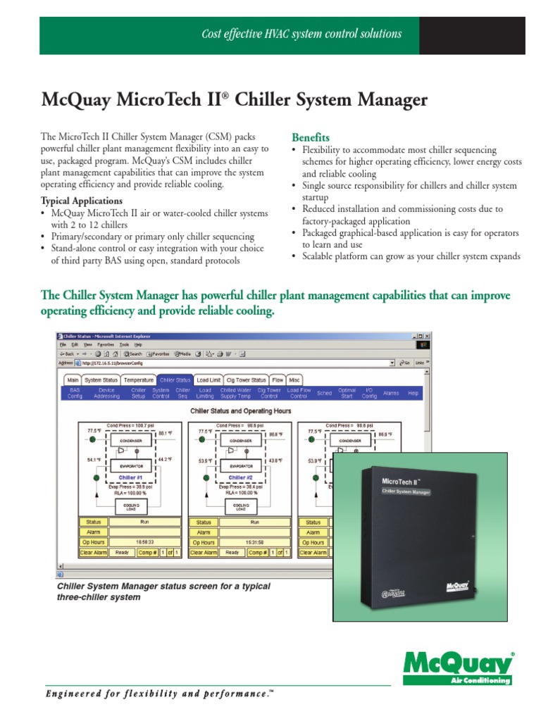 Chiller Plant Manager - Mcguay | Electrical Engineering | Manufactured ...