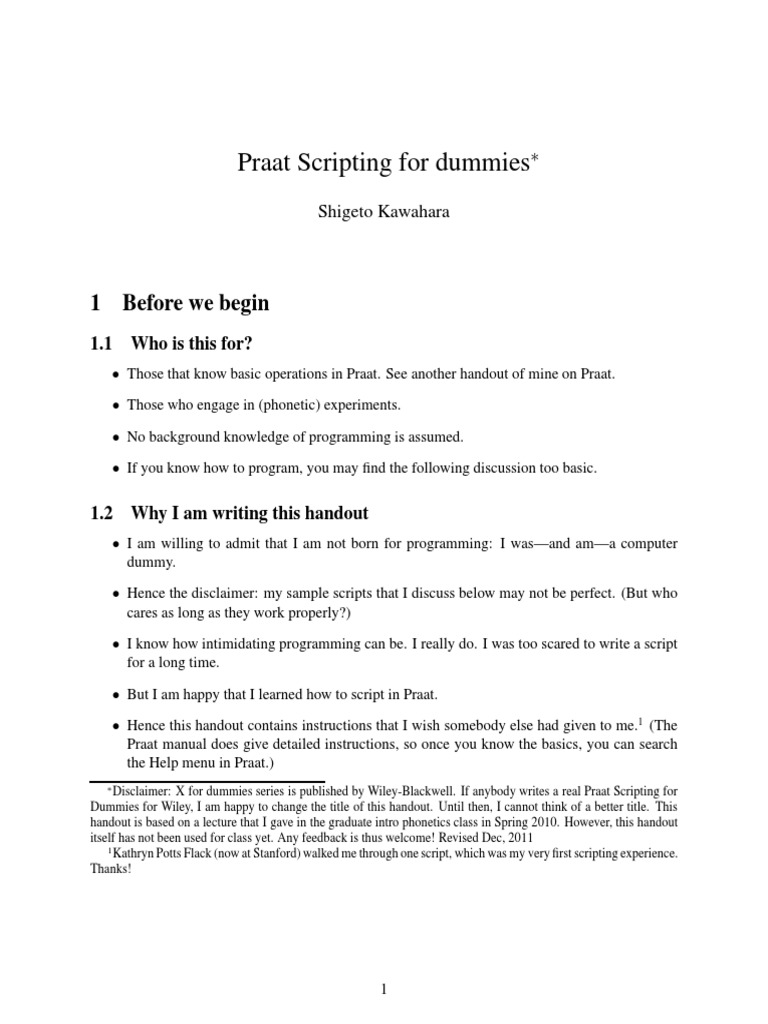 Praat Scripting Dummies | PDF | Computer File | Parameter (Computer Programming)