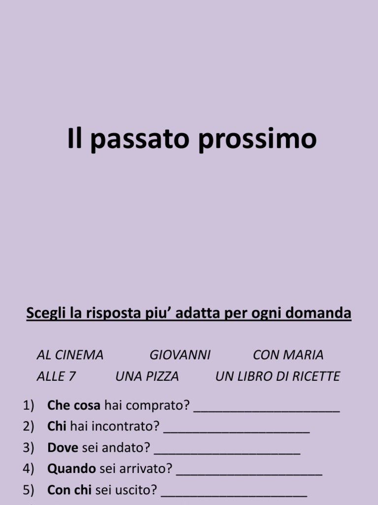 Il Passato Prossimo | PDF