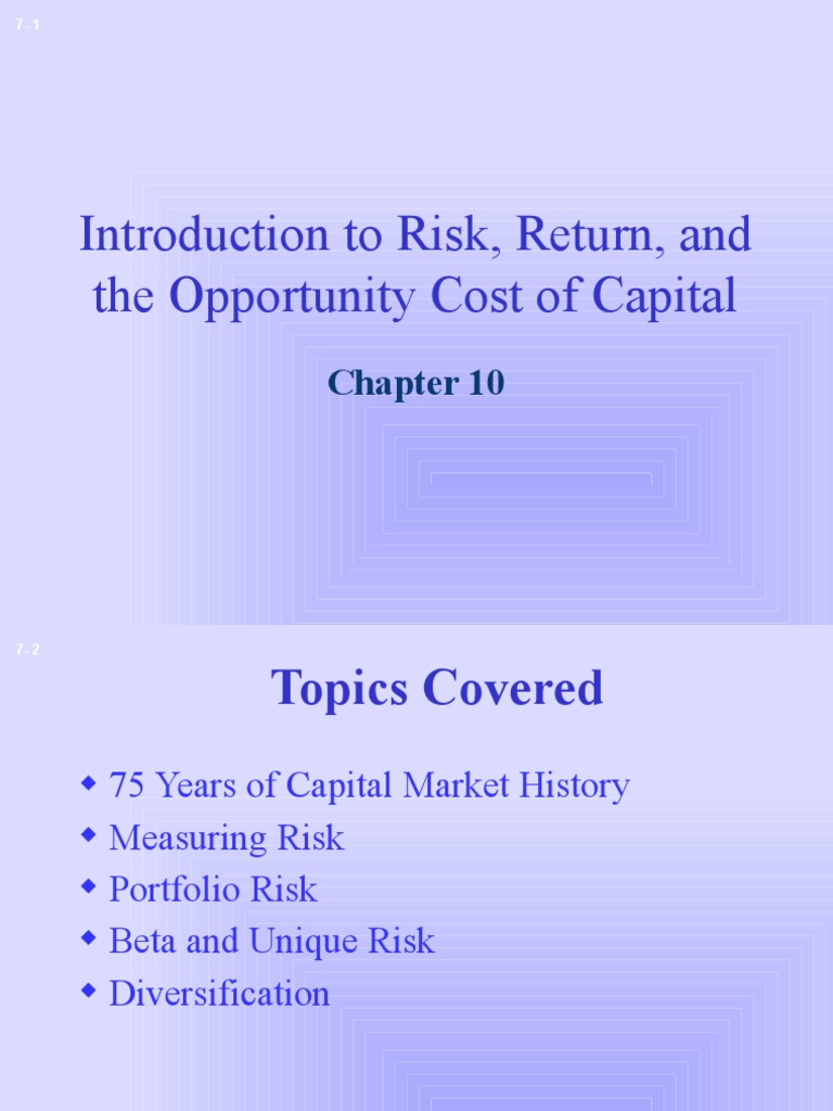 Risk, Return and Opp - Cost of Capital | PDF | Beta (Finance ...