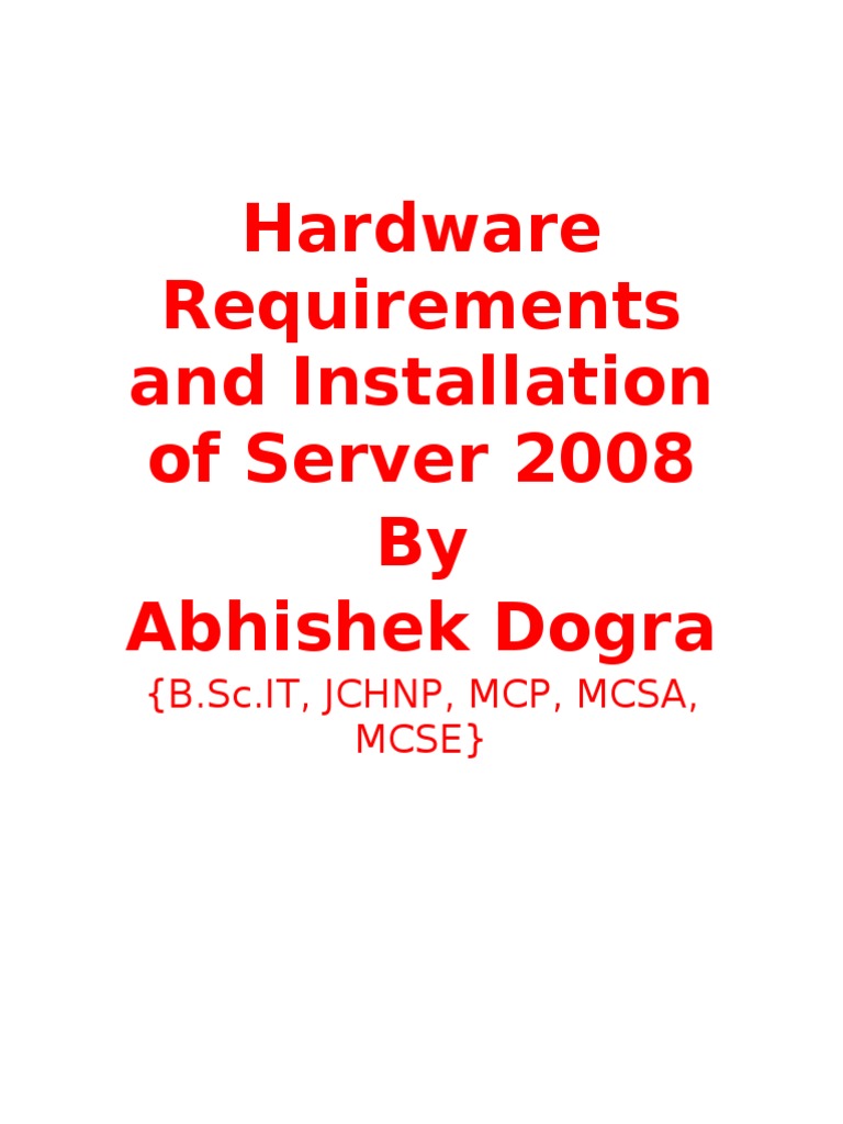 Windows Server 2008 Hardware Requirements | PDF | Windows Server 2008 ...