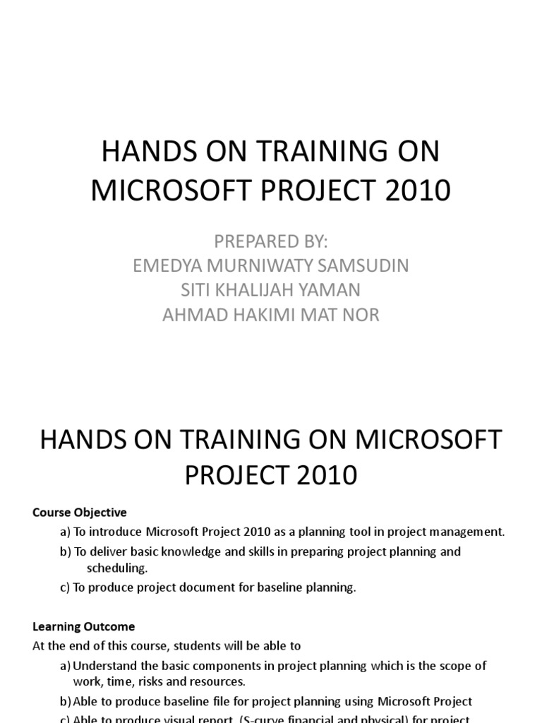 Microsoft Project 2010 Training Guide | PDF | Project Management | Business
