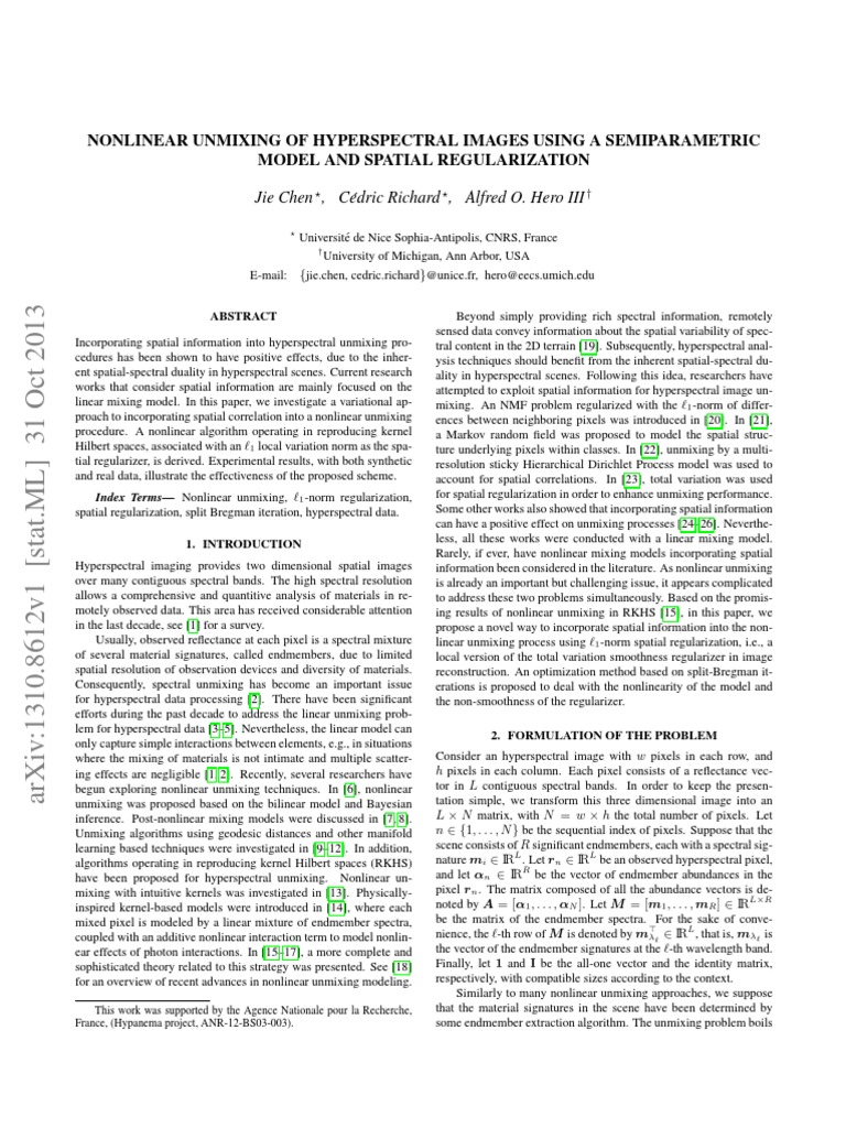 Nonlinear Unmixing Of Hyperspectral Images Using A Semiparametric Model