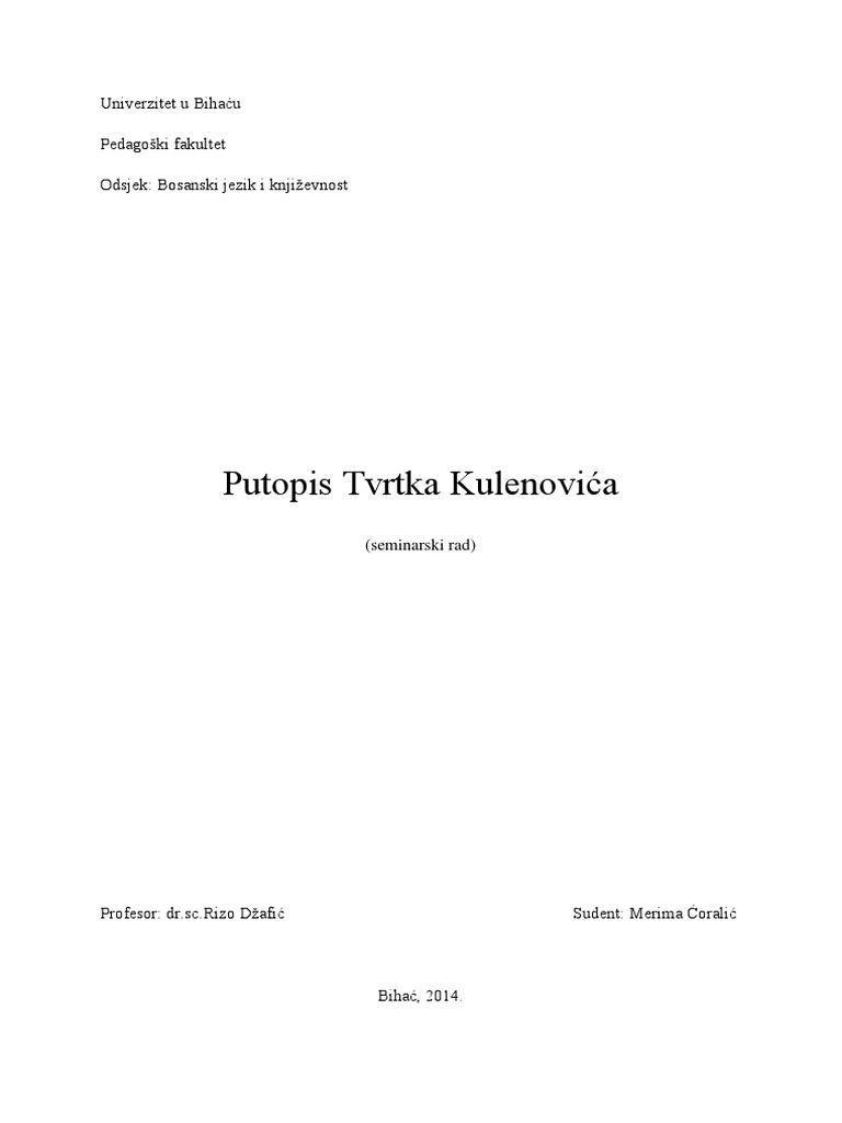 Putopis Tvrtka Kulenovića | PDF