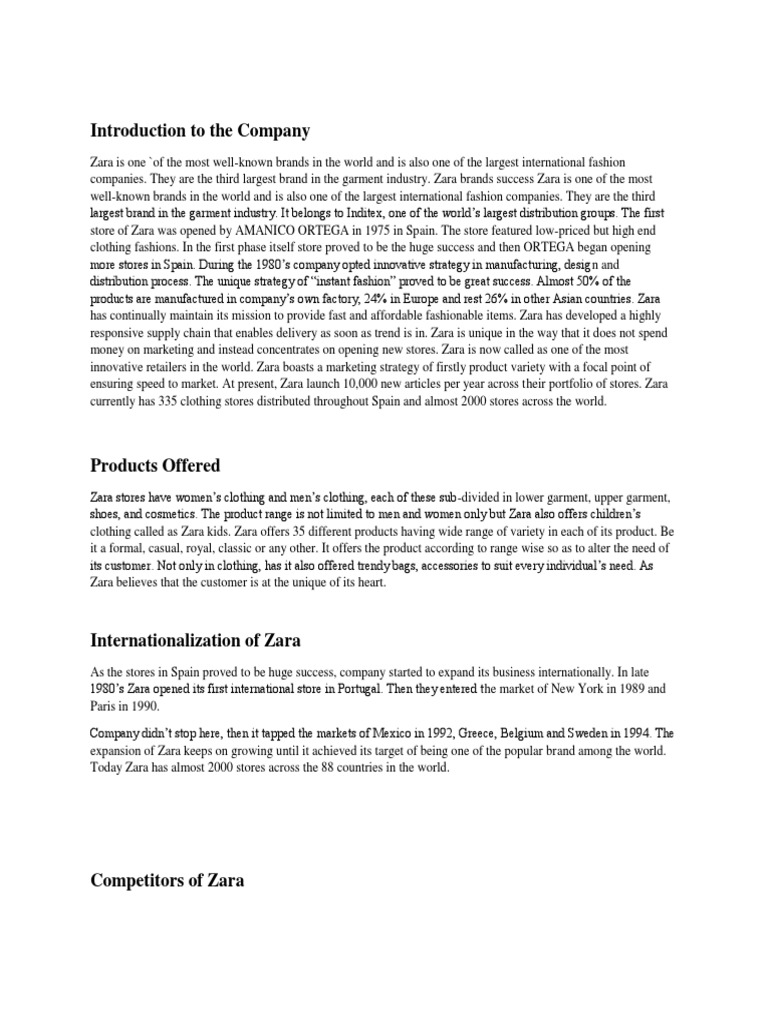 Introduction to Zara's Global Fashion Strategy | PDF | Strategic ...
