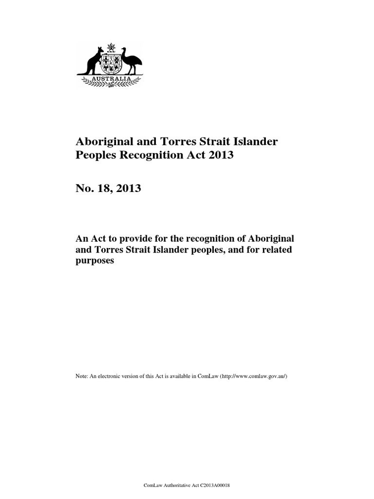 Aboriginal and Torres Strait Islander Act | PDF | Indigenous ...