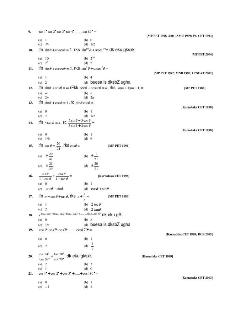 Trigonometry Test Paper Vijay | PDF | Lie Groups | Rotation