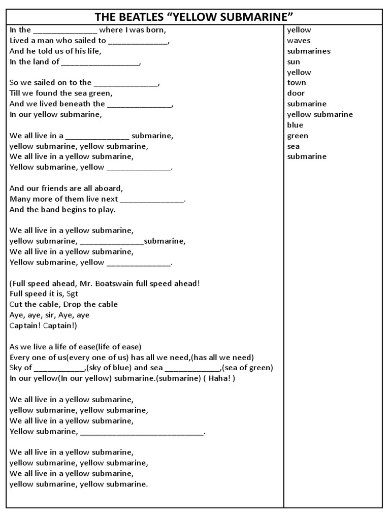 The Beatles - Yellow Submarine PDF | PDF | Submarines | Underwater Work