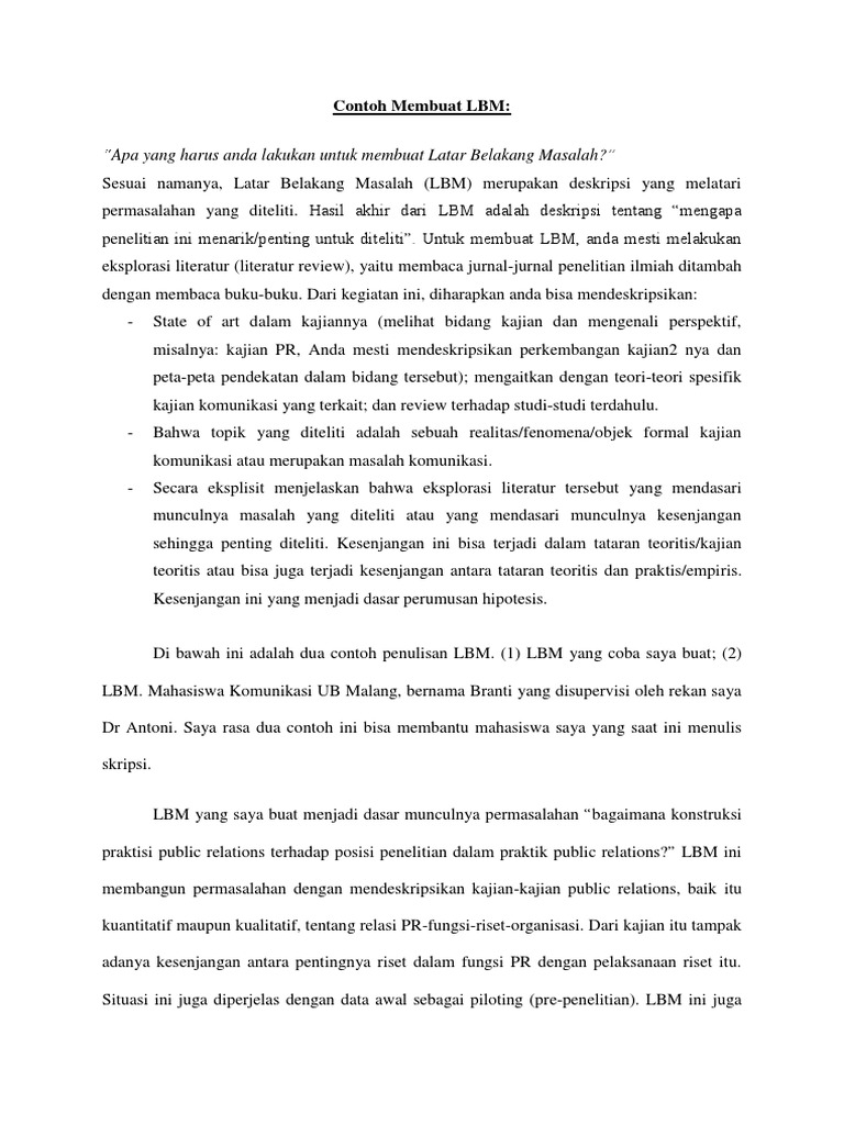 Contoh LBM Untuk Skripsi | PDF