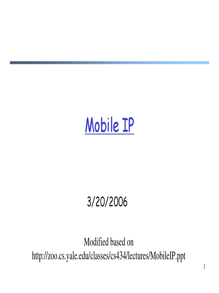 Mobile IP: Modified Based On | PDF | Ip Address | Computer Network