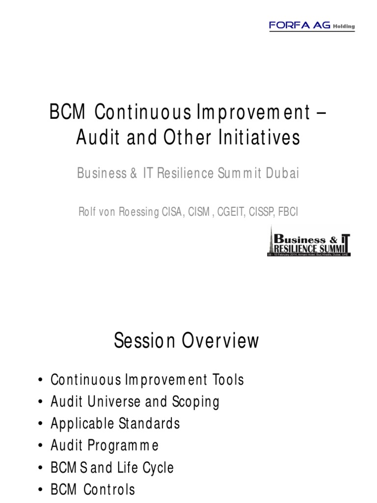 BCM Audit and Continuous Improvement | PDF | Business Continuity | Audit