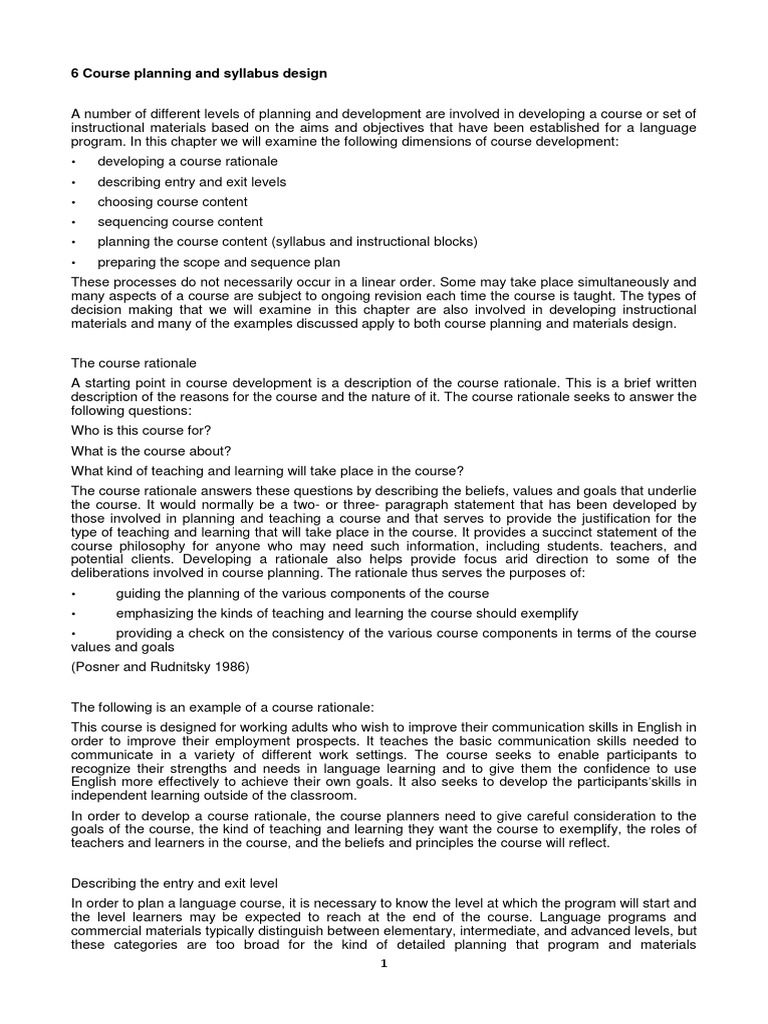 Course Planning and Syllabus Design | PDF | Second Language Acquisition ...