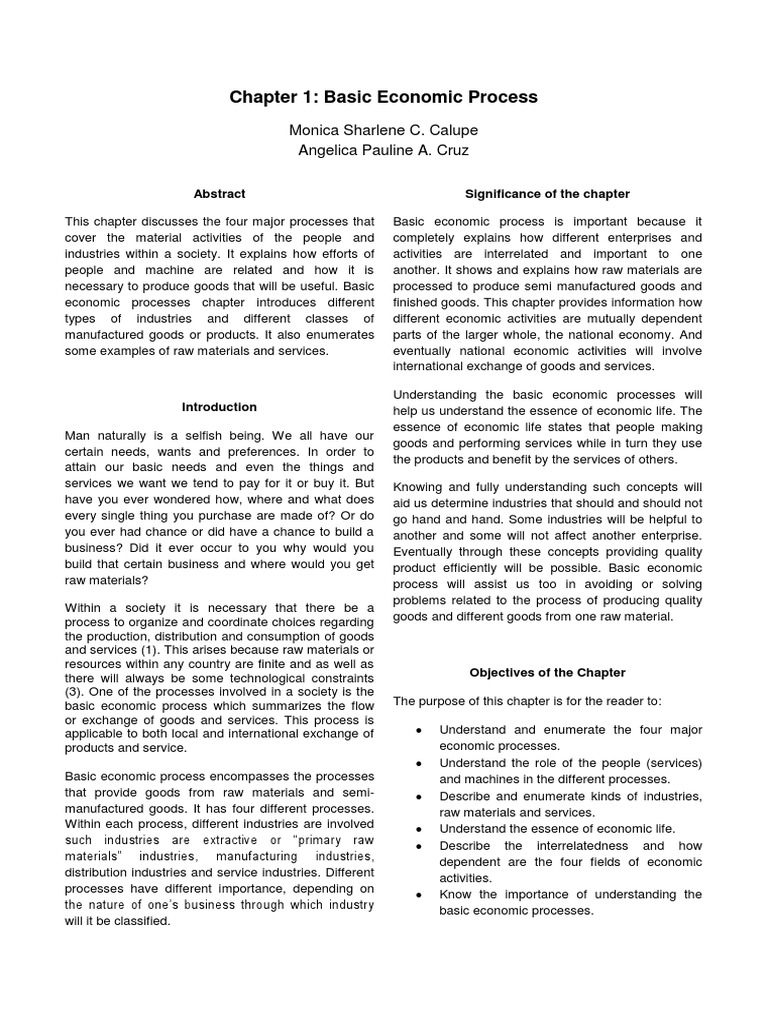 Chapter 1 (Basic Economic Process) | PDF | Industries | Economies