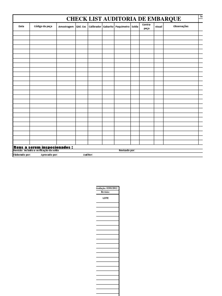 Check list Auditoria de embarque.xlsx