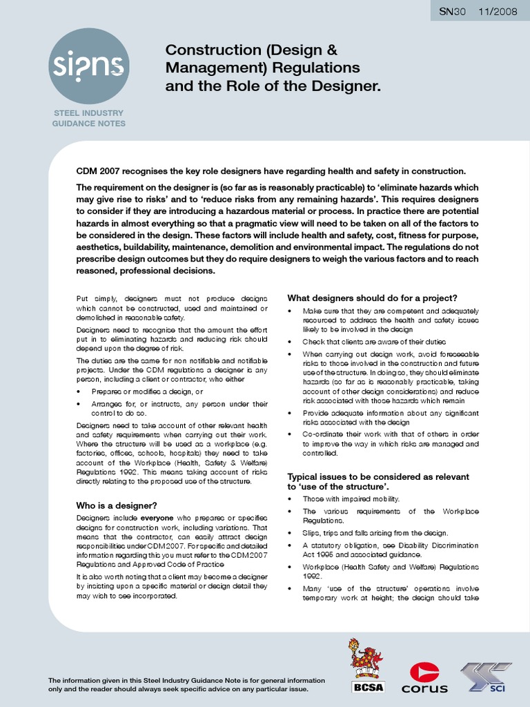 Construction (Design & Management) Regulations and The Role of The ...