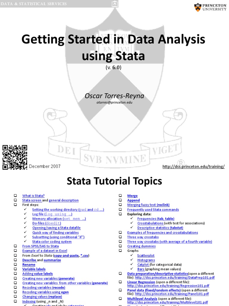 Stata Tutorial | PDF | Spss | Standard Deviation