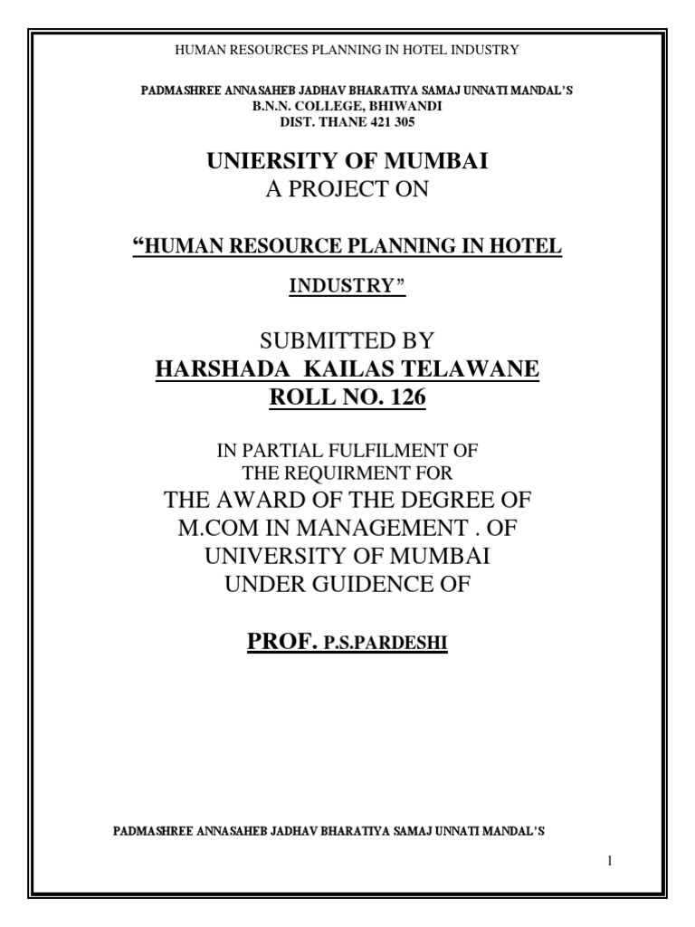 Human Resources Planning in Hotel Industry Final | PDF | Human Resource ...