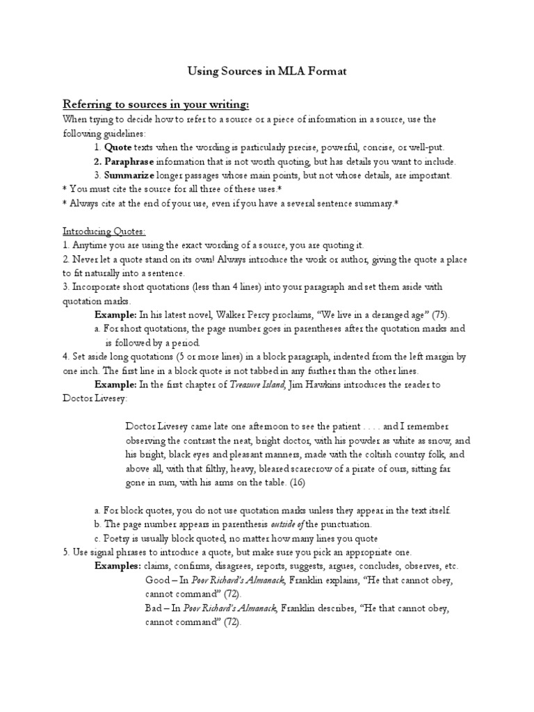 MLA Format for Citing Sources | PDF | Citation | Quotation Mark