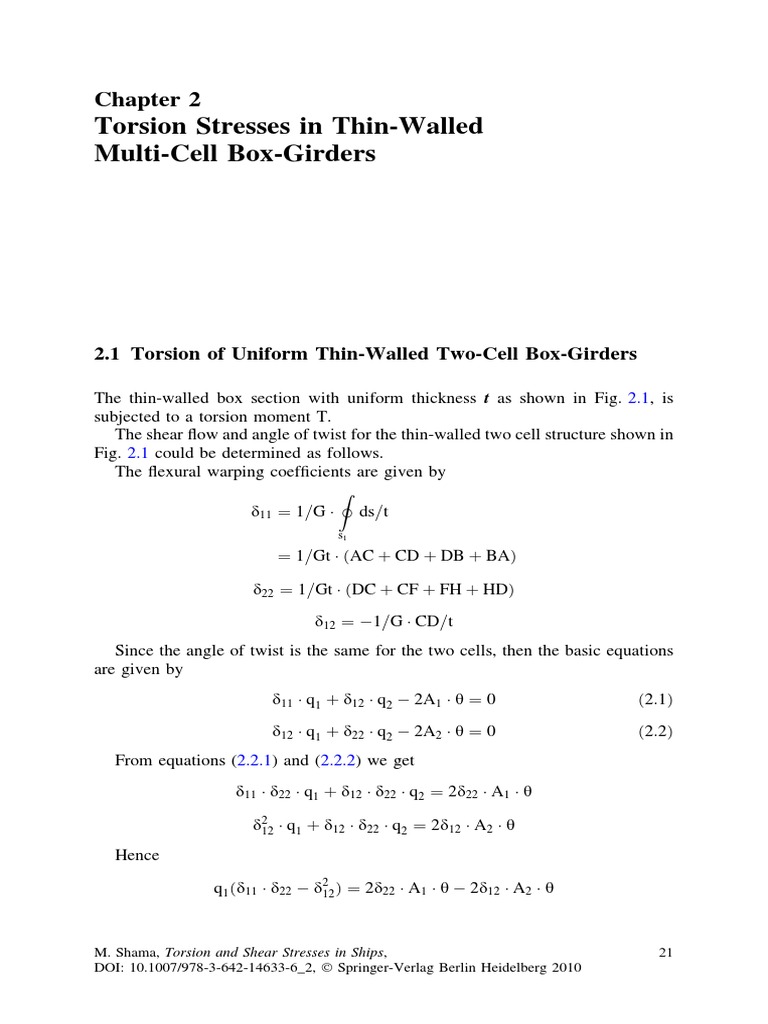 Determining Torsion Shear Stresses and Twist in Thin-Walled Multi-Cell ...