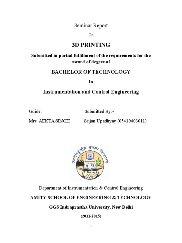 3D Printing Seminar REPORT-srijan | Text | Graphic Design | Free 30-day ...