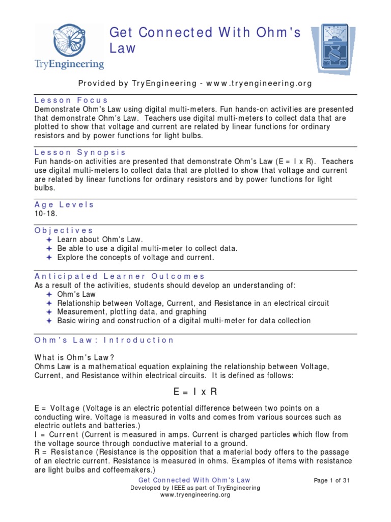 Ohms Law | PDF | Electrical Resistance And Conductance | Electric Current