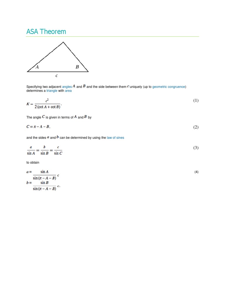 ASA and AAS Theorems in Geometry | PDF