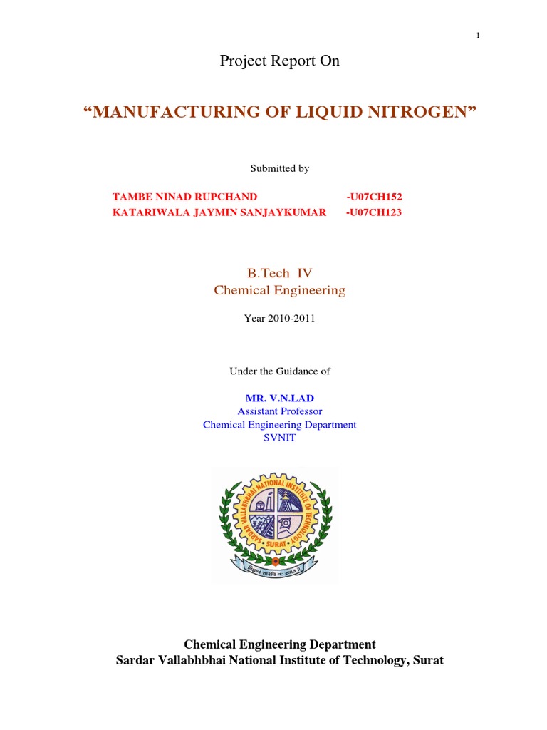 Project Report On Liquid Nitrogen | PDF | Cryogenics | Atmosphere Of Earth